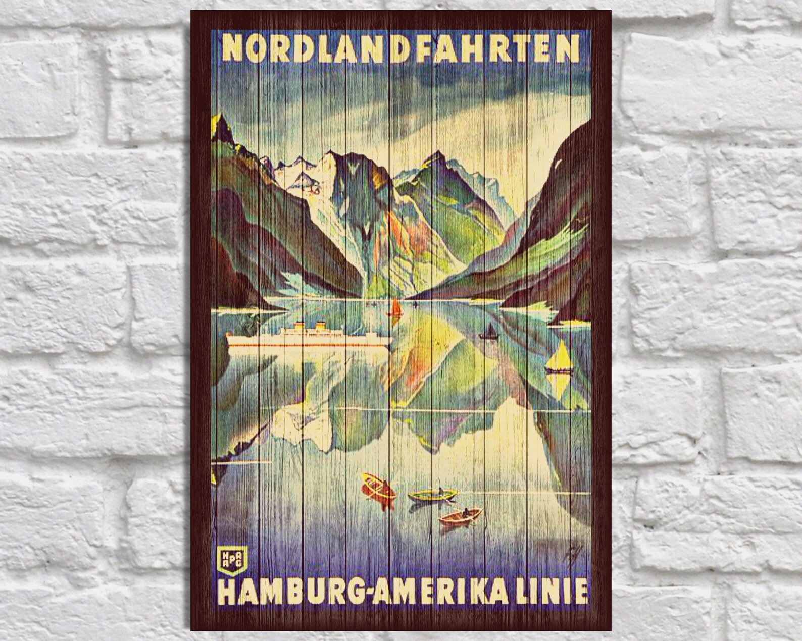 Norway Travel Poster Wood wall art Norwegian art Vintage | Etsy