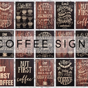 Coffee Signs for Kitchen Wall Art Rustic Wood Decor Coffee Bar | Etsy