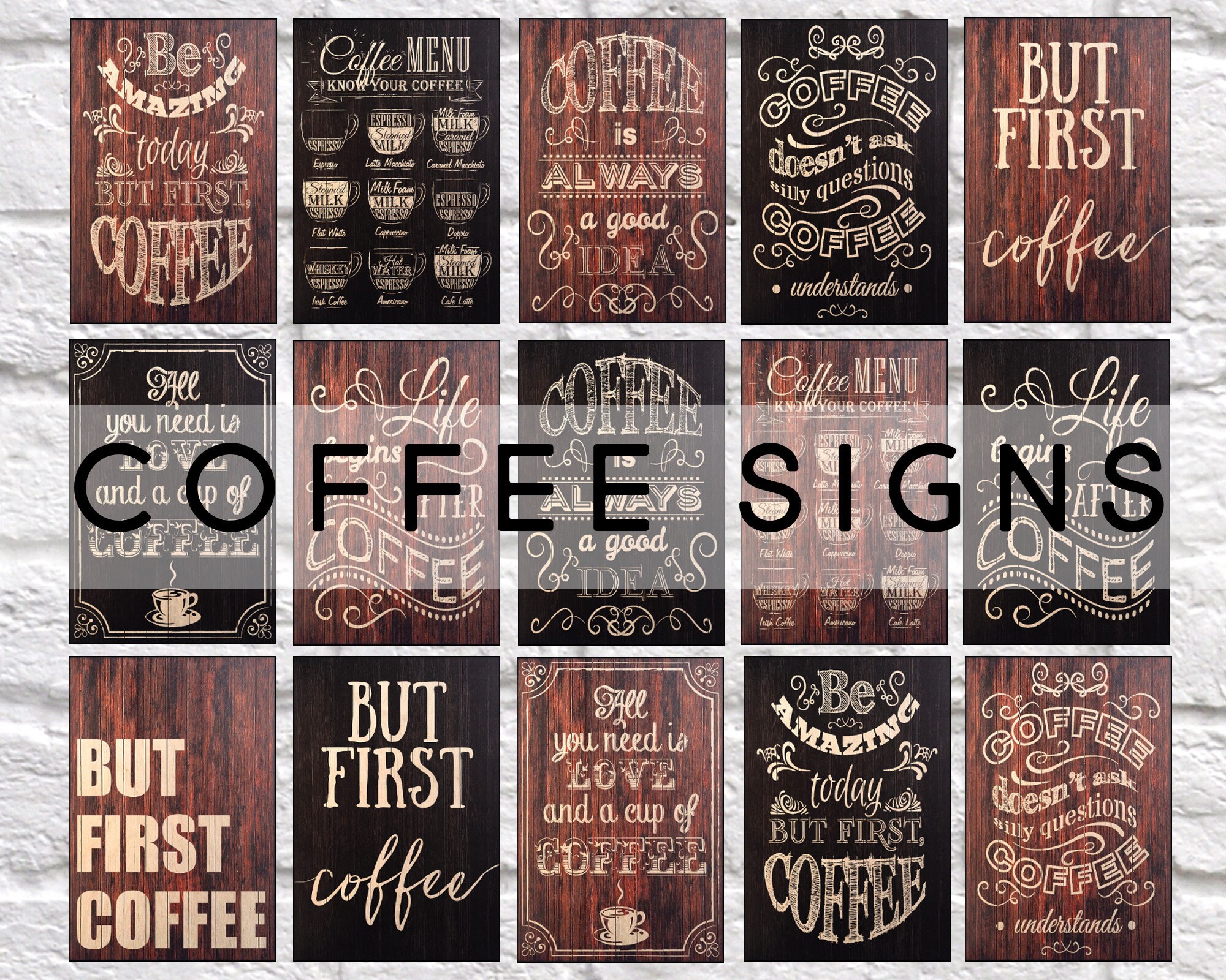 Coffee Signs for Kitchen Wall Art Rustic Wood Decor Coffee Bar - Etsy