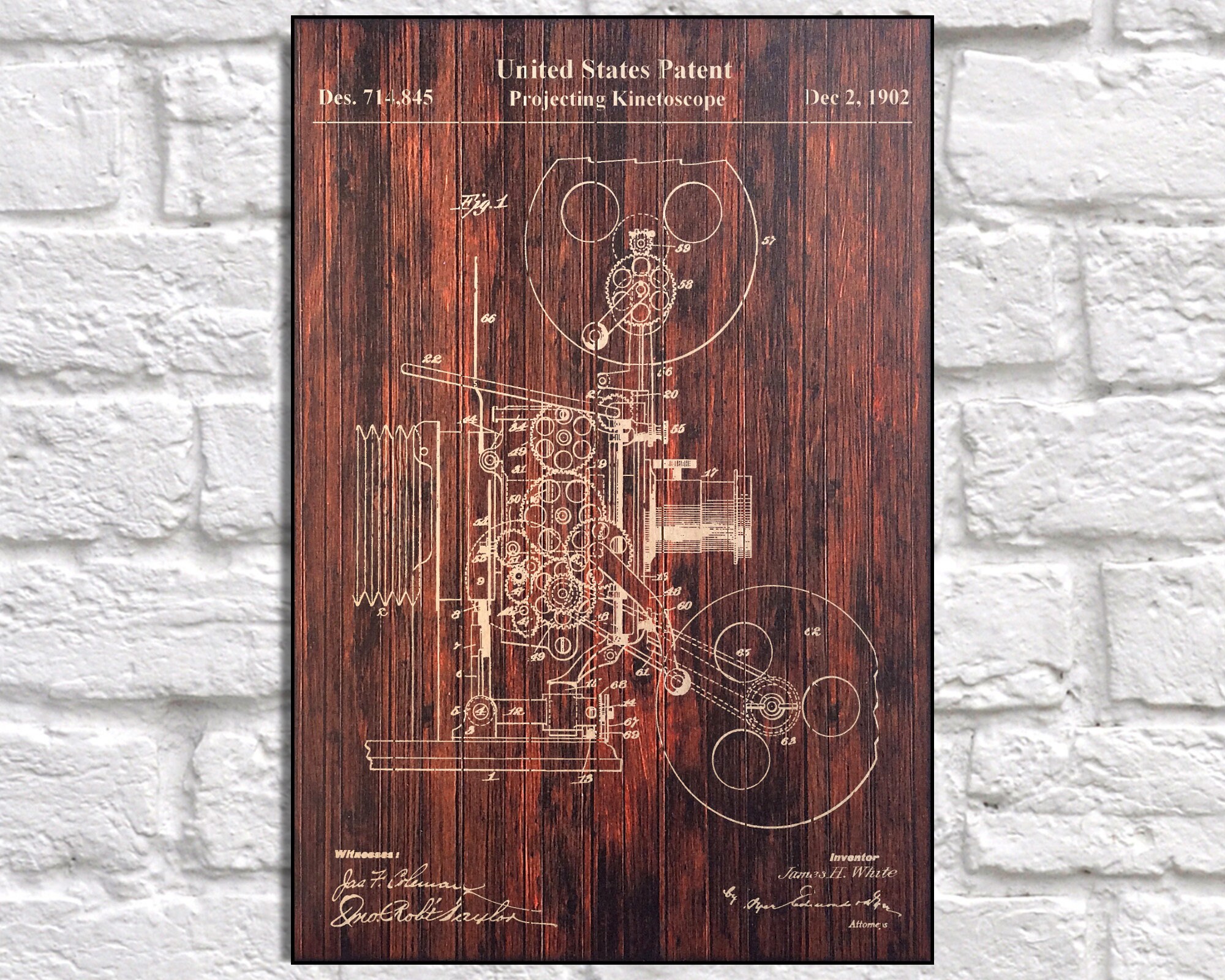 Projector Patent Print Wood Art Gift Idea Vintage Projector - Etsy UK