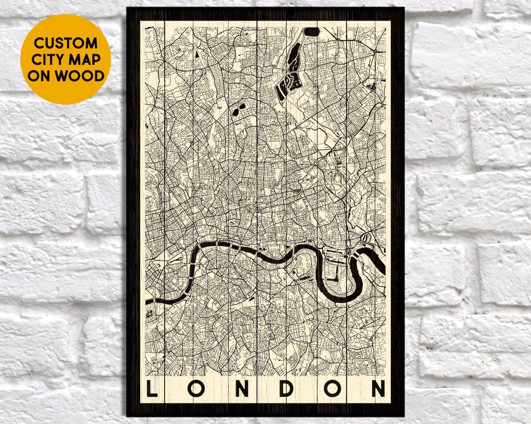 London Print Maps Wood Wall Art Prints Custom Map Gift London Map ...