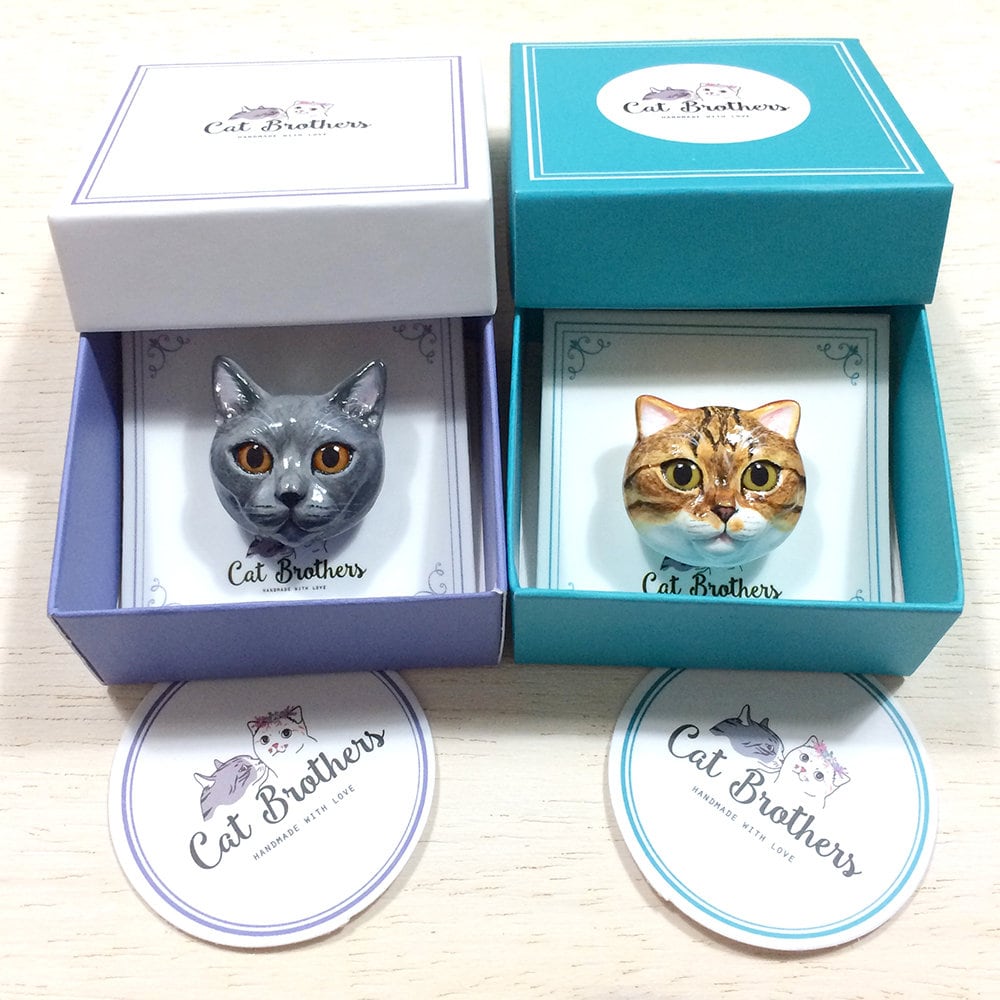 Custom Cat Portraits Brooch Custom Cat Brooch Cat Portrait - Etsy