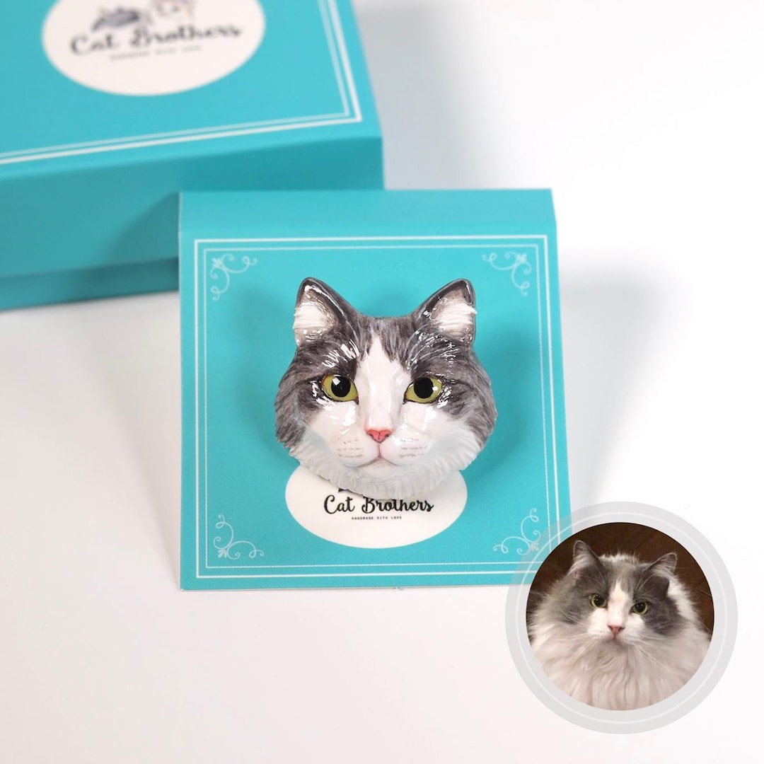 Custom Cat Portraits Brooch, Custom Cat Brooch, Cat Portrait Brooch ...
