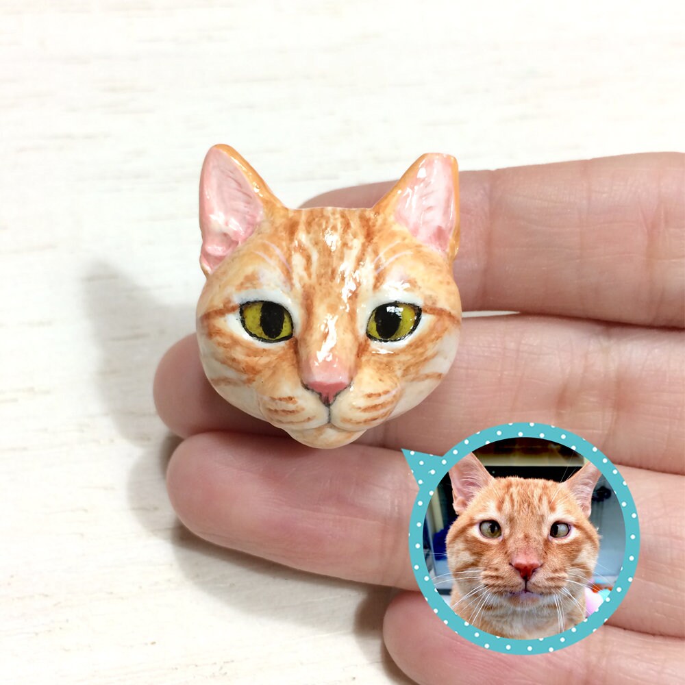 Custom Cat Portraits Brooch Custom Cat Brooch Cat Portrait - Etsy