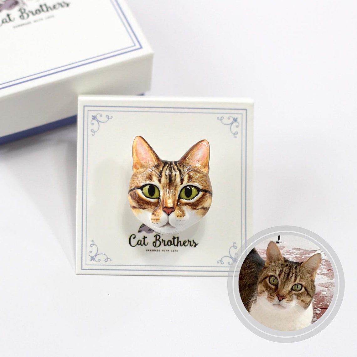 Custom Cat Portraits Brooch, Custom Cat Brooch, Cat Portrait Brooch ...