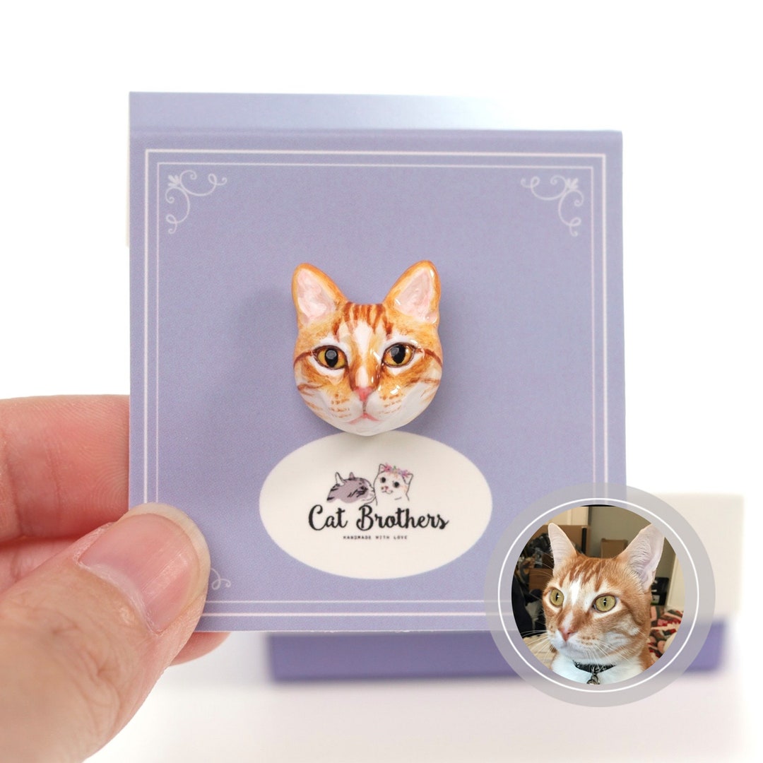 Custom Cat Portrait Pin, Custom Cat Pin, Custom Cat Face Pin, Custom ...