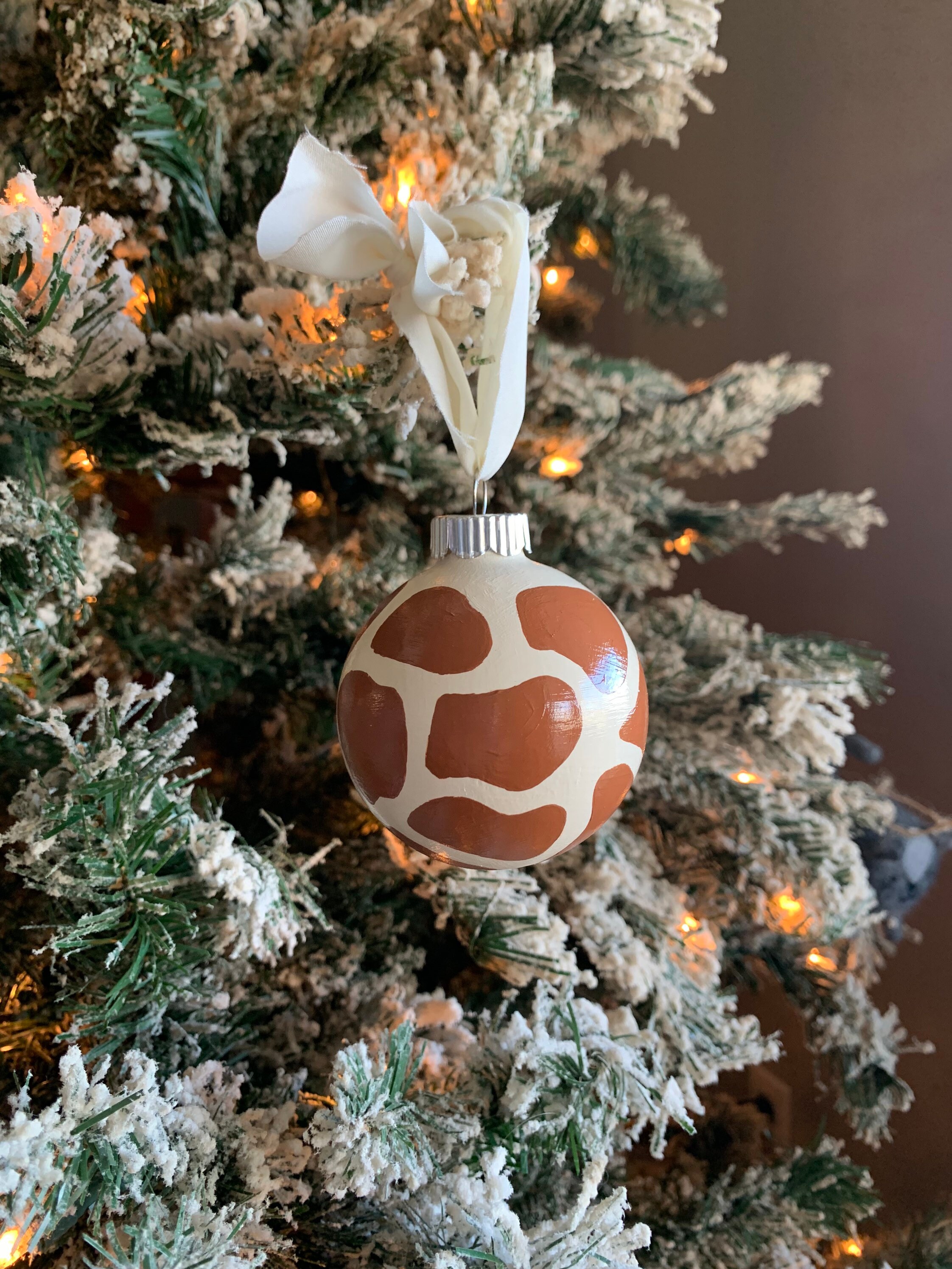 Painted Christmas Tree Ornament, Animal Print, Giraffe Print, Safari ...