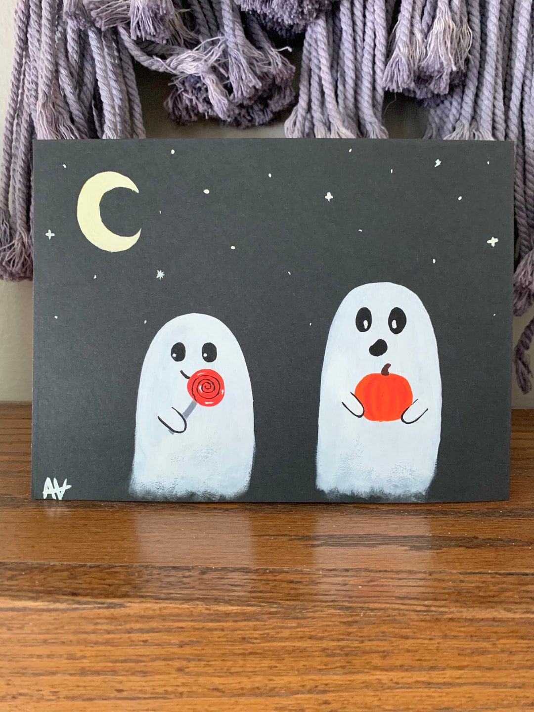 Cute Halloween Painting, Gouache Painting, Ghosts and Pumpkins, Cute ...