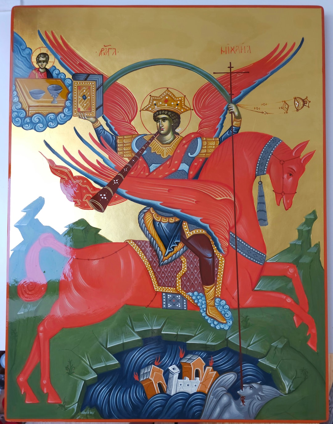Icon of the Archangel Michael at the Second Coming of Christ,byzantine ...