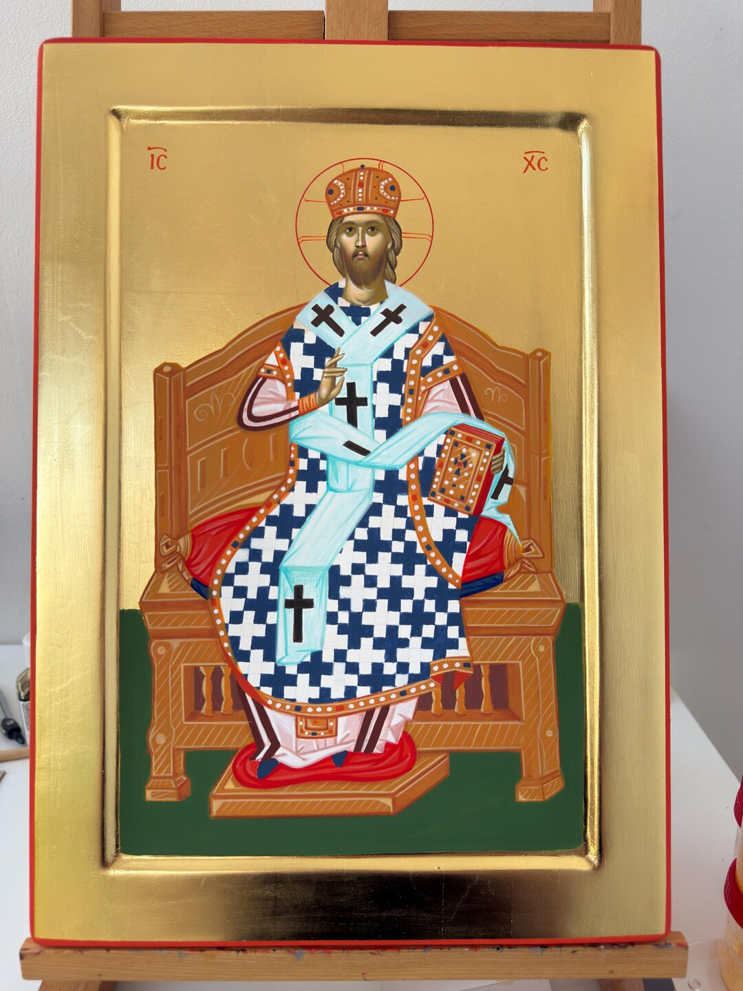 Hand-painted Jesus Christ Pantocrator Icon: Byzantine Orthodox Art (40/ ...