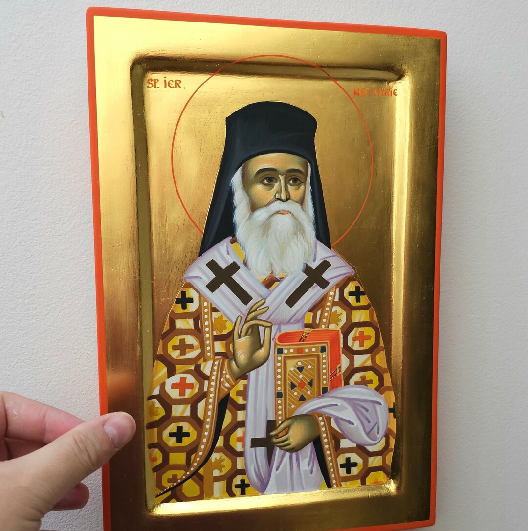Heilige Nectarios,St.Nectarios,byzantinische Ikone,Orthodoxe Ikone,Ikonographie,Handgemalte ...