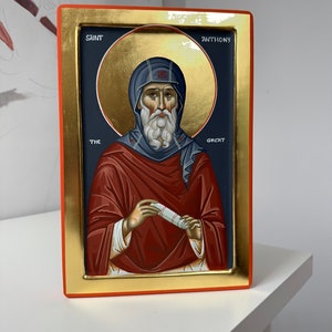 Saint Anthony the Great,byzantine Icon,orthodox Icon,iconography,hand ...