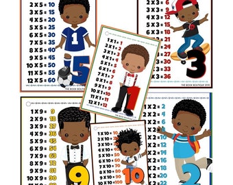 Printable African American Girls Mini Multiplication Flash | Etsy