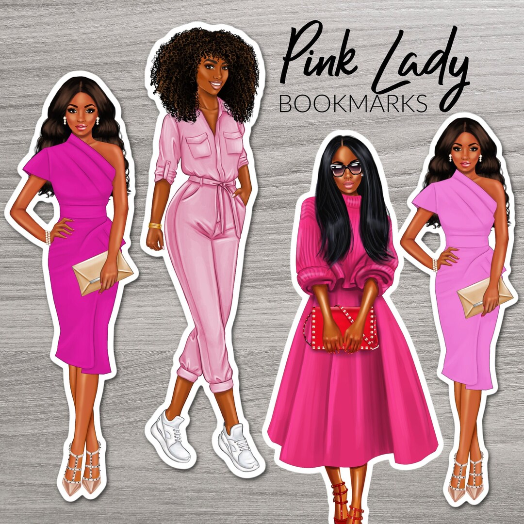 Pink Lady Bookmarks: Jumbo Laminated Fashion Girl Bookmark Set - Etsy