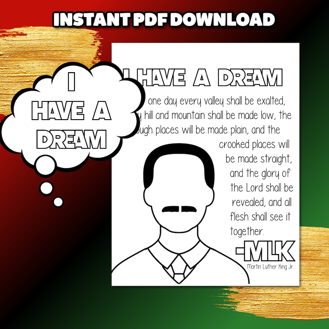 Printable Martin Luther King Jr Coloring Page. I Have a Dream. MLK Day ...