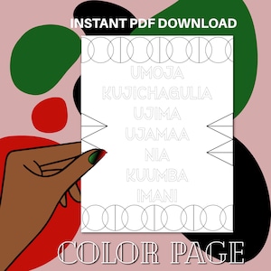The Seven Principles of Kwanzaa Coloring Page. Instant Pdf Download ...