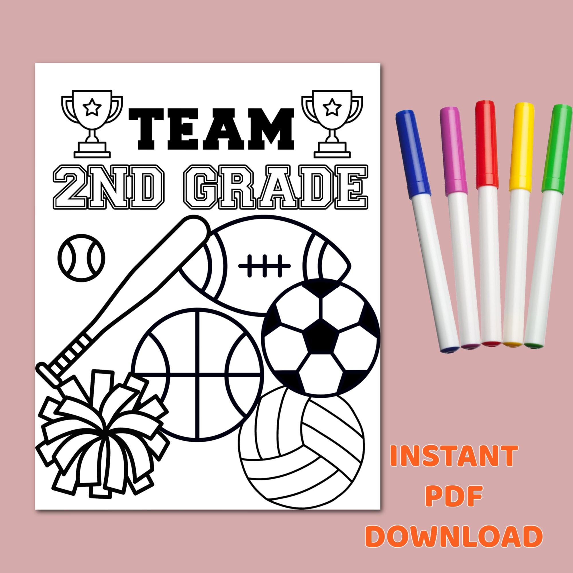 Second Grade Coloring Page. 2nd. Back to school. Teacher. | Etsy