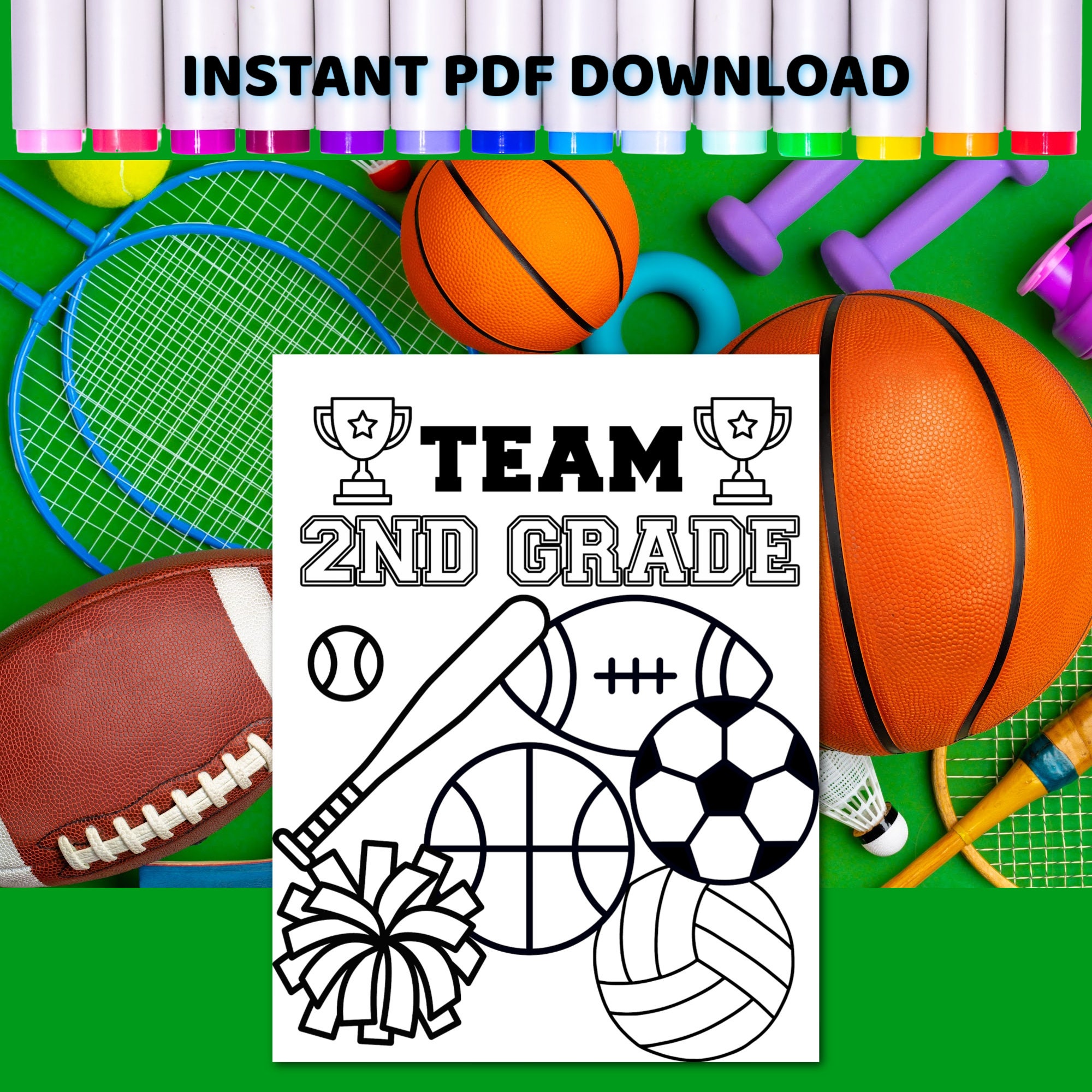 Team 2nd Grade Coloring Page: Back to School Activity (PDF) - Etsy