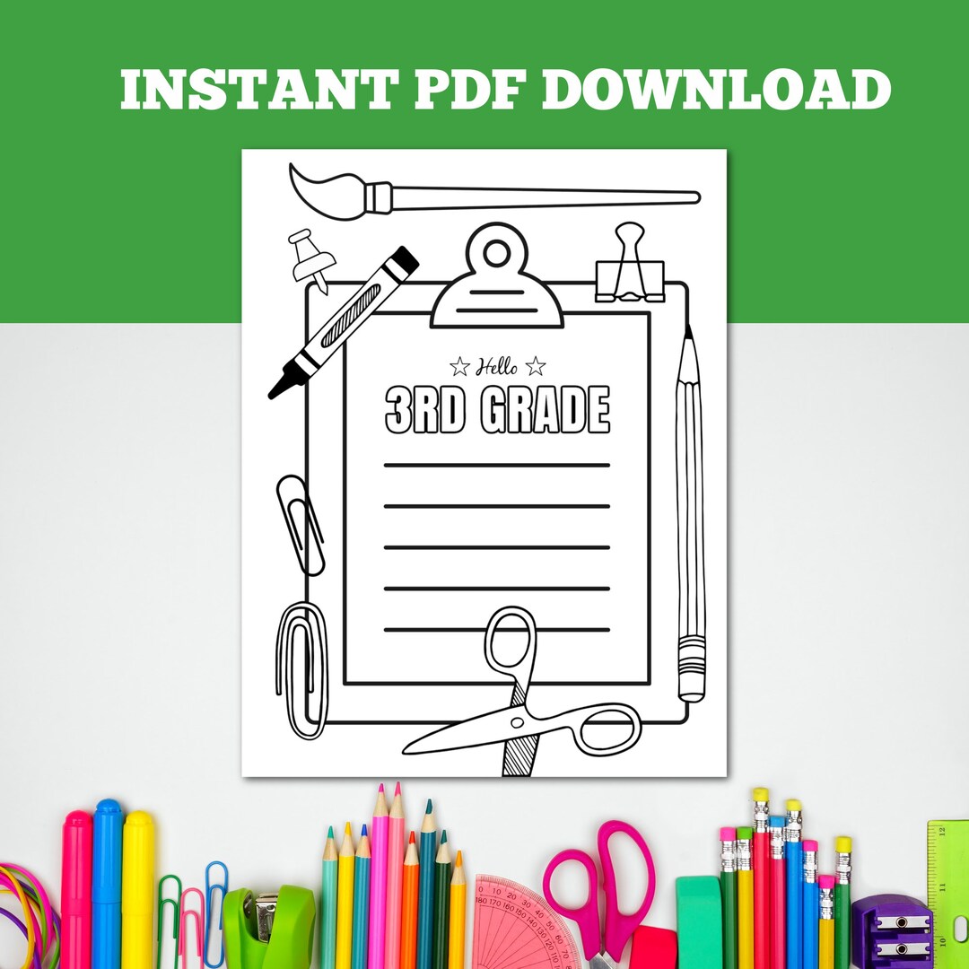 Third Grade Coloring Page. 3rd. Back to School. Teacher. Color Activity ...