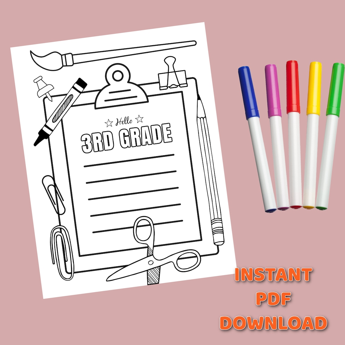 Third Grade Coloring Page. 3rd. Back to School. Teacher. Color - Etsy