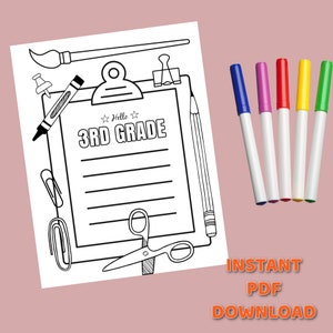 Third Grade Coloring Page. 3rd. Back to School. Teacher. Color Activity ...