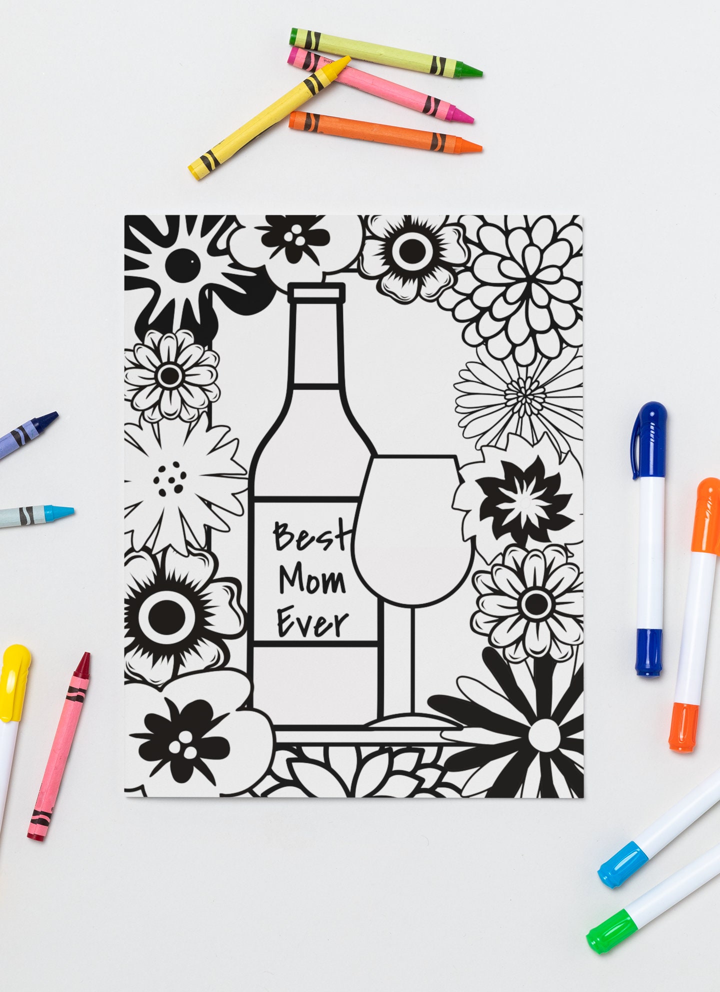 Best Mom Ever Coloring Page Mother's Day Mom Time | Etsy