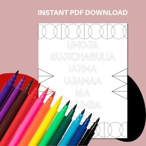 The Seven Principles of Kwanzaa Coloring Page. Instant Pdf Download ...