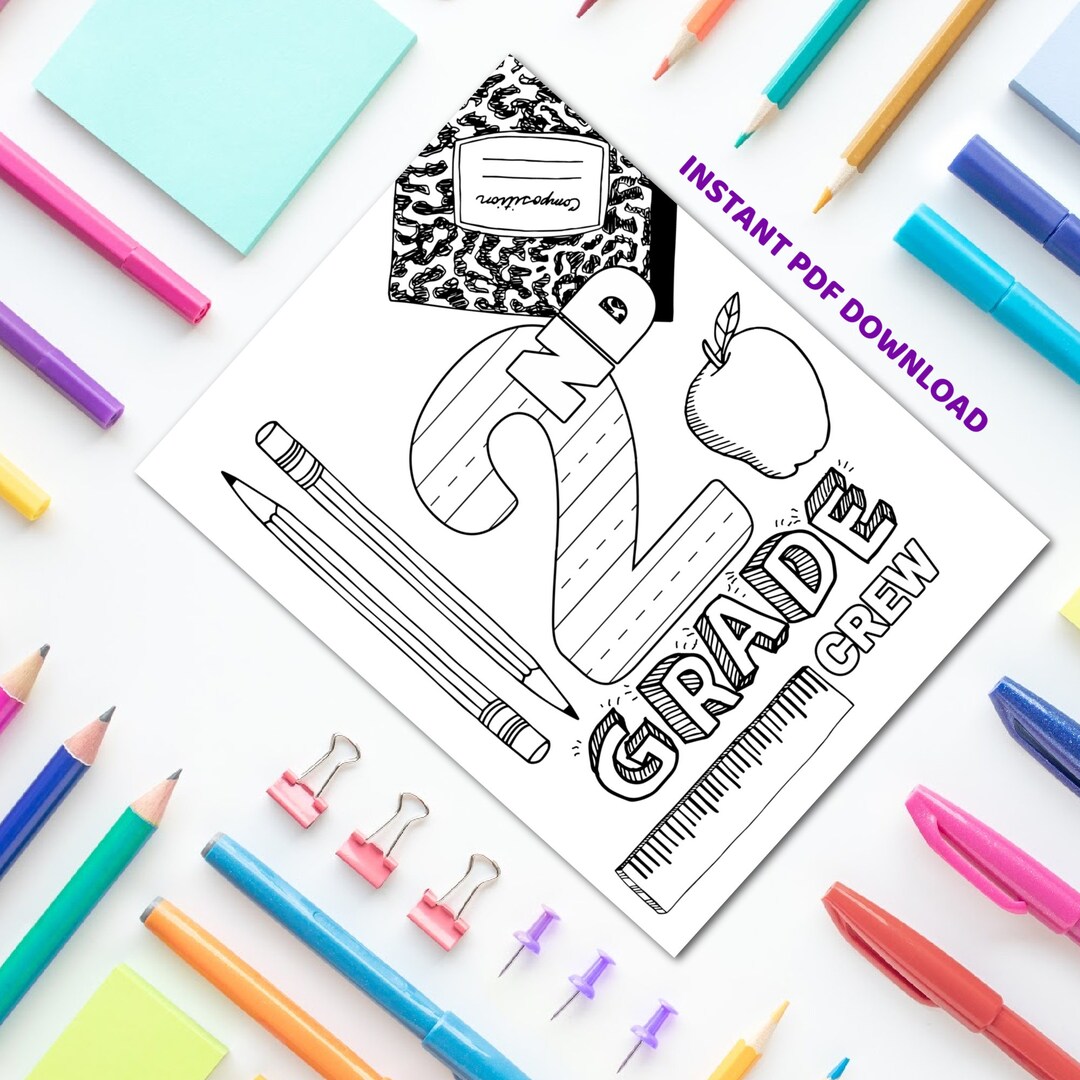 Second Grade Coloring Page. 2nd. Back to School. Teacher. Color ...