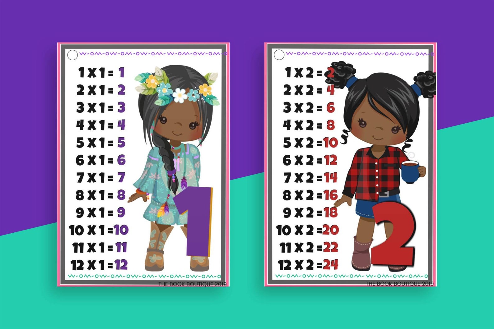 Printable Brunette Girls Mini Multiplication Flash Cards. Facts 1-12 - Etsy