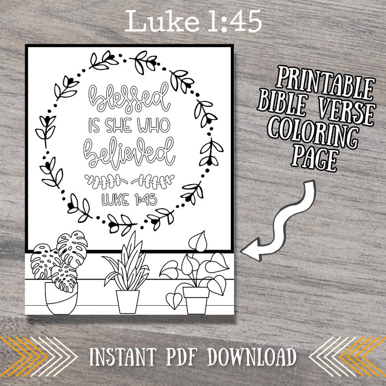 Luke 1:45 Bible Verse Coloring Page (digital Download) - Etsy