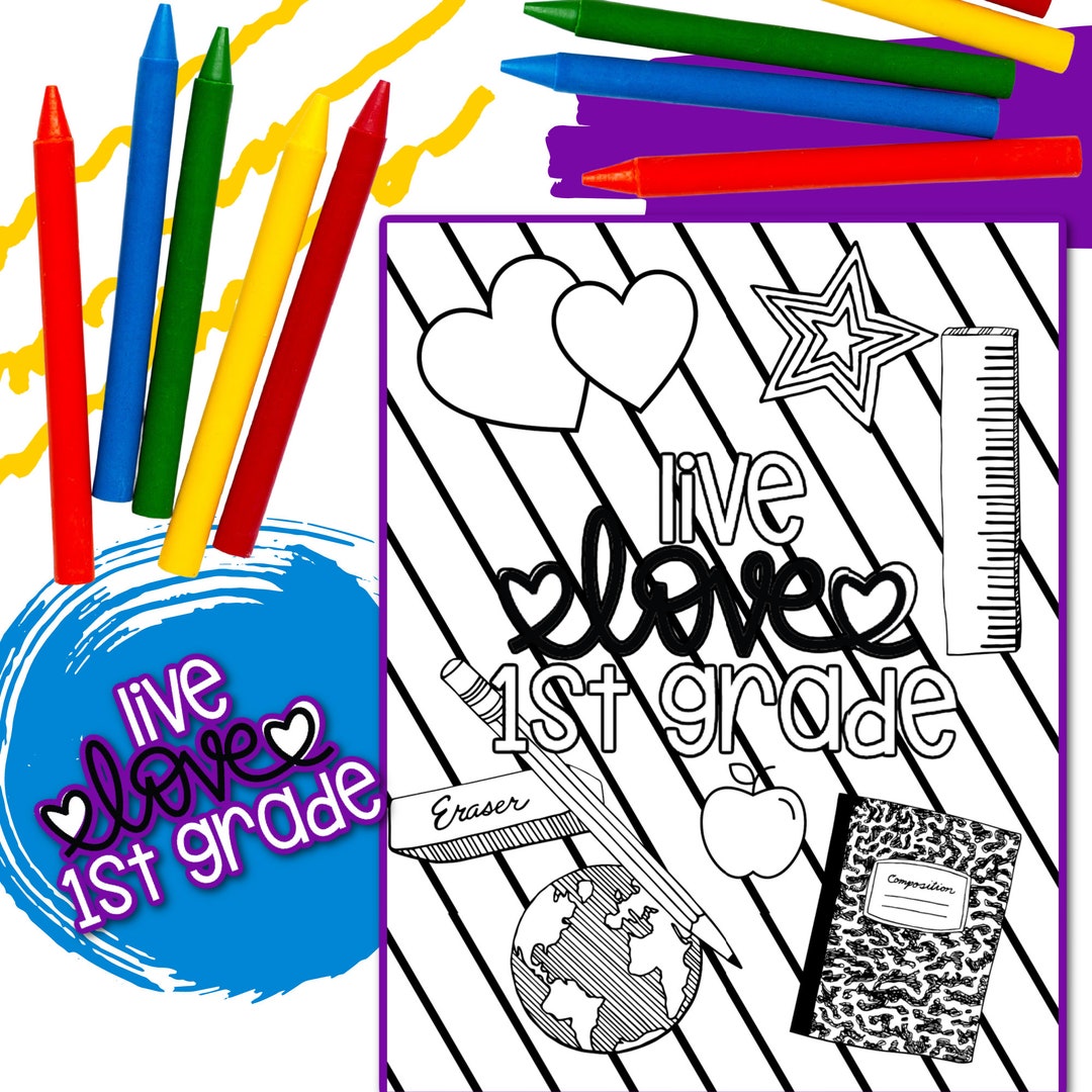 First Grade Coloring Page. Back to School. First Grade Teacher. First ...