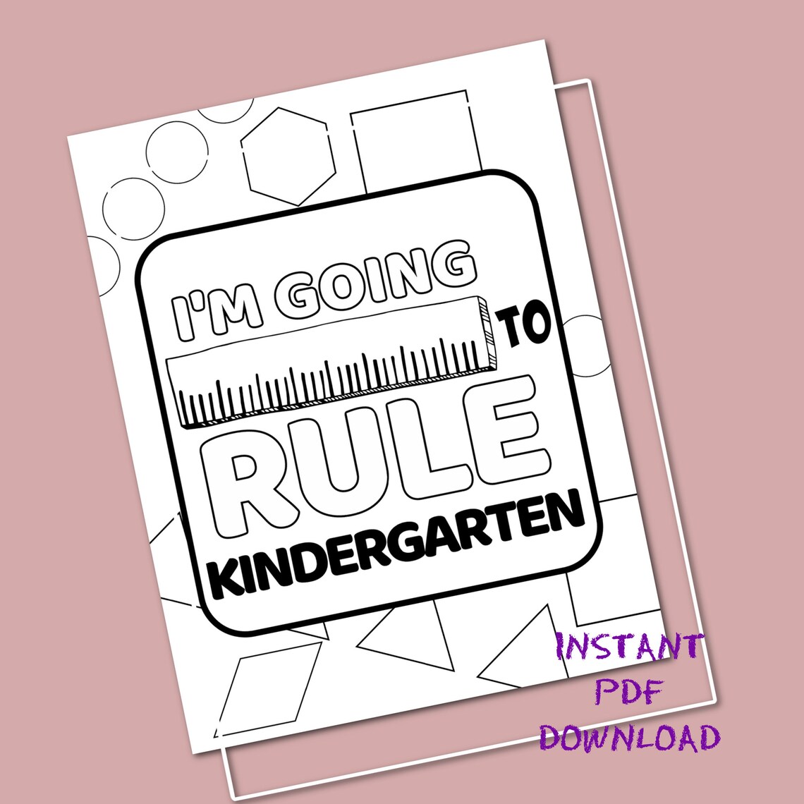 Kindergarten Coloring Page. Rule Kindergarten. Back to School. | Etsy