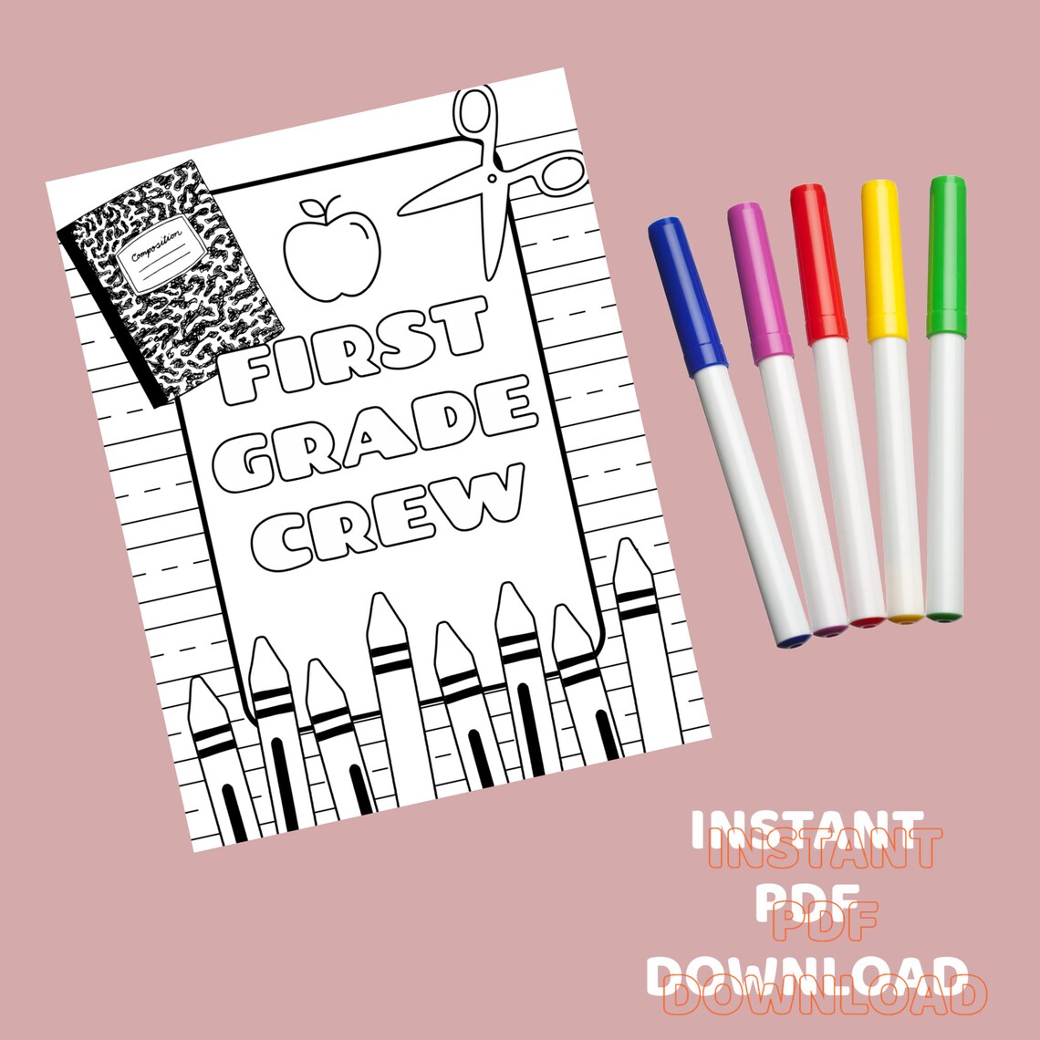 First Grade Coloring Page. Back to School. First Grade | Etsy