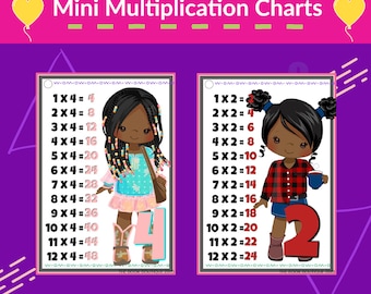 Printable African American Boys Mini Multiplication Flash | Etsy