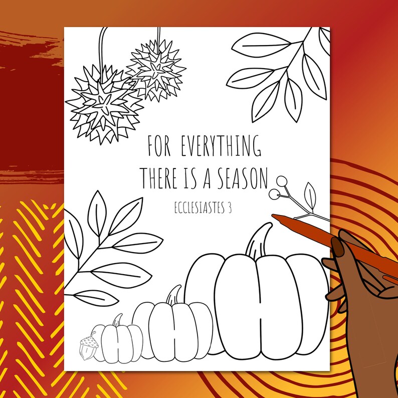 Fall Pumpkin Coloring Page: Ecclesiastes 3 Printable (PDF) - Etsy