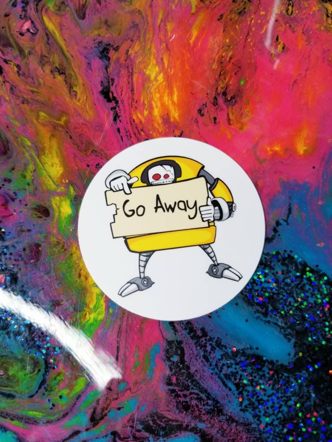Go Away Sticker, Sarcastic Stickers, Funny Stickers, Robot Sticker, Gag ...