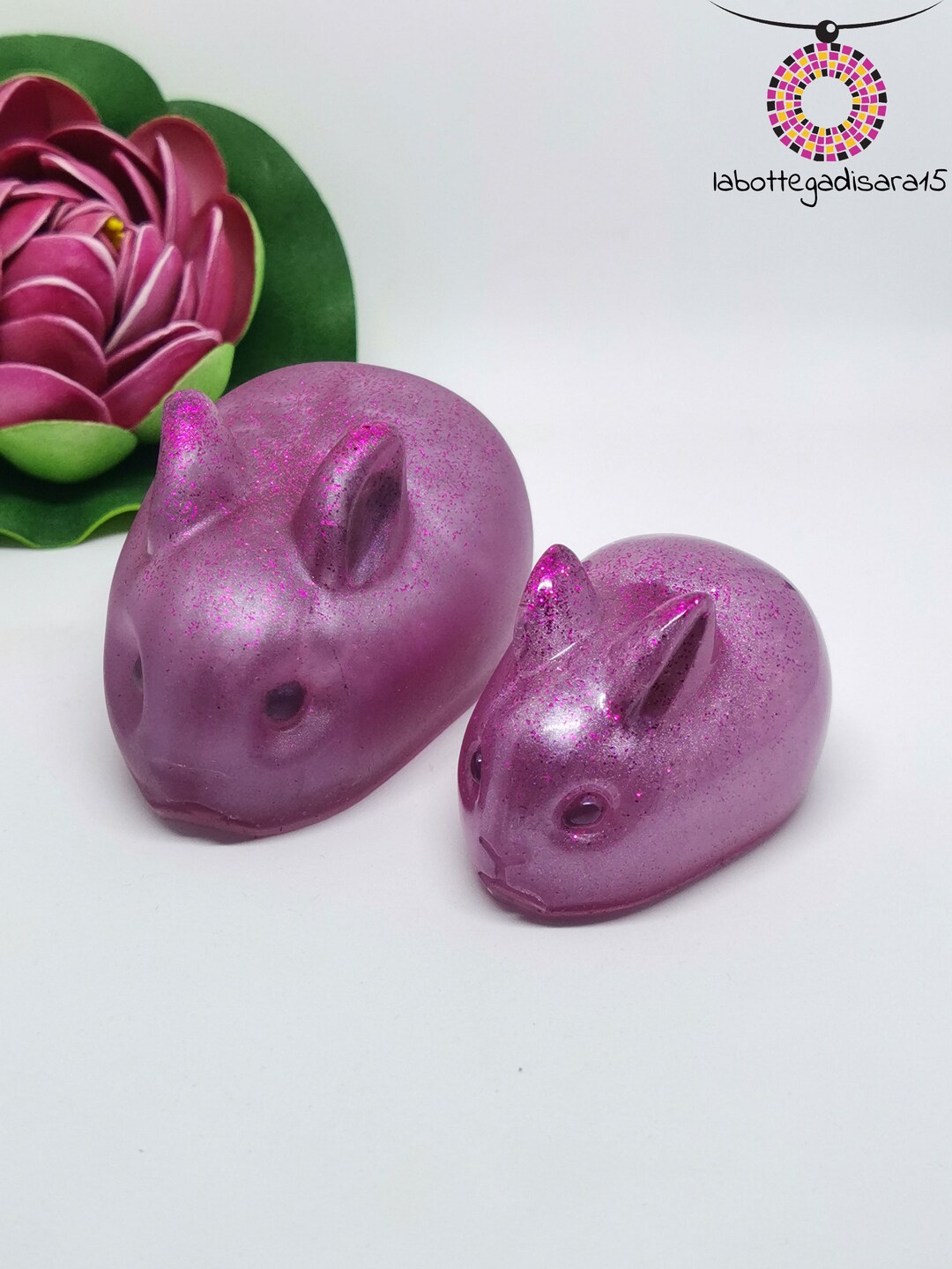 Pink Resin Rabbits With Glitter - Etsy