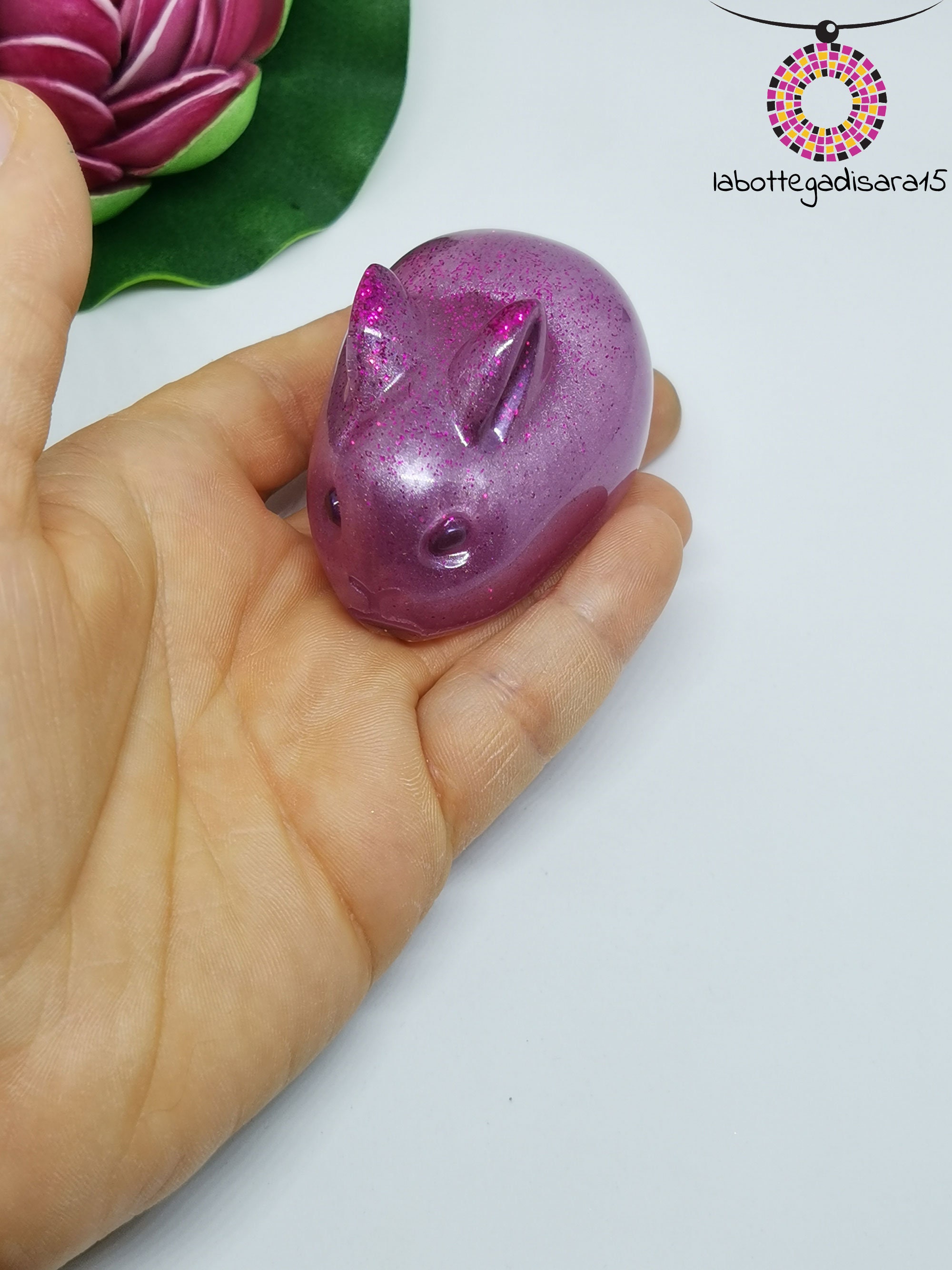 Pink Resin Rabbits With Glitter - Etsy