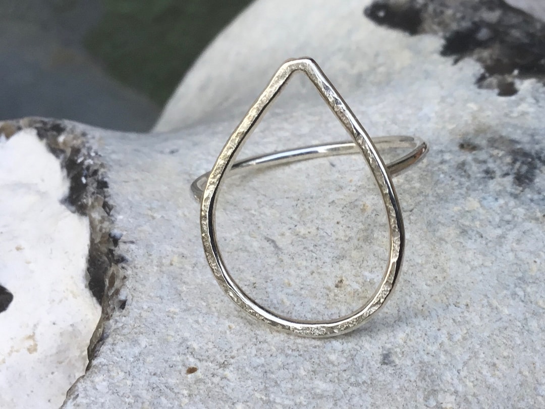 Teardrop Silver Ring, Drop Silver Ring,open Silver Drop Ring, Pointed ...