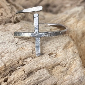 Wrap Cross Silver Ring, Double Band Cross Ring, Protection Cross Ring ...