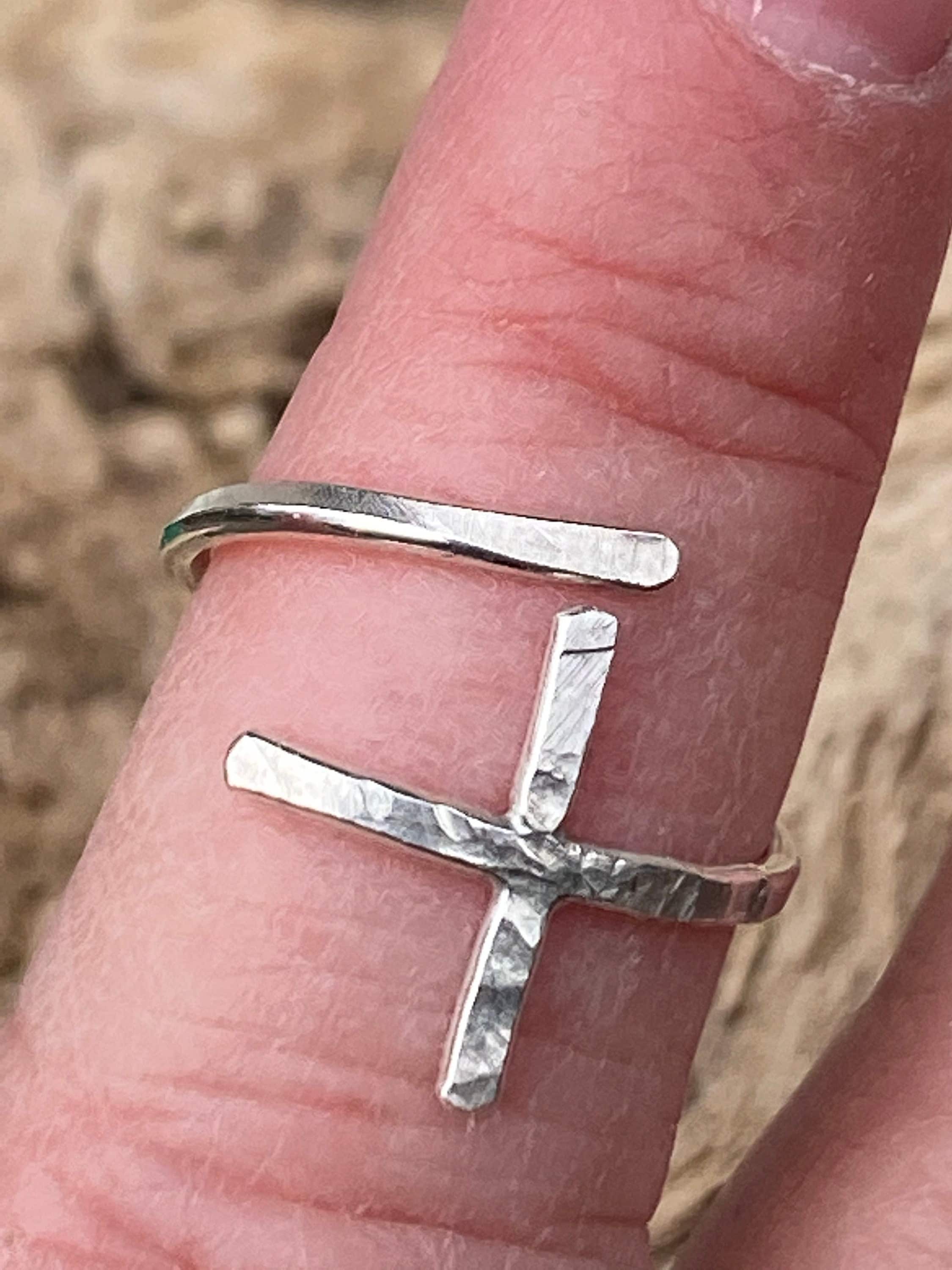 Wrap Cross Silver Ring, Double Band Cross Ring, Protection Cross Ring ...