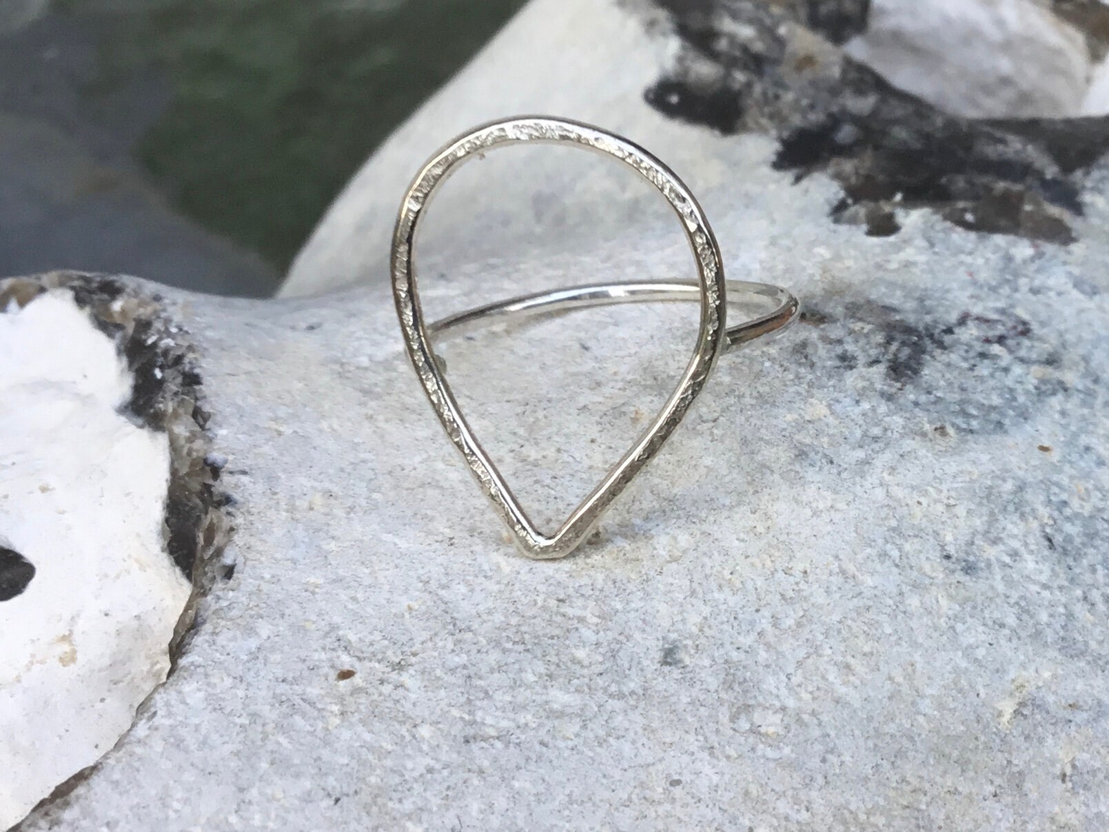Teardrop Silver Ring Drop Silver Ringopen Silver Drop Ring - Etsy UK
