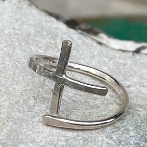 Wrap Cross Silver Ring, Double Band Cross Ring, Protection Cross Ring ...