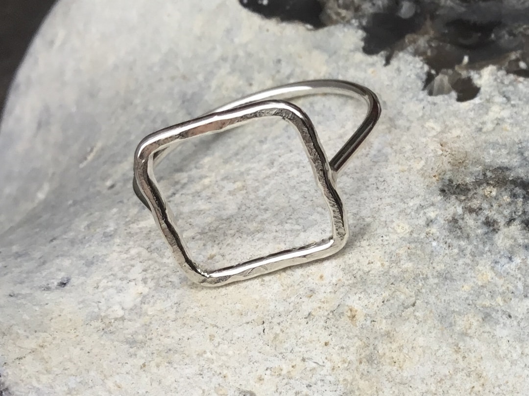 Open Square Ring,square Wire Ring,rectangle Silver Ring,geometric ...