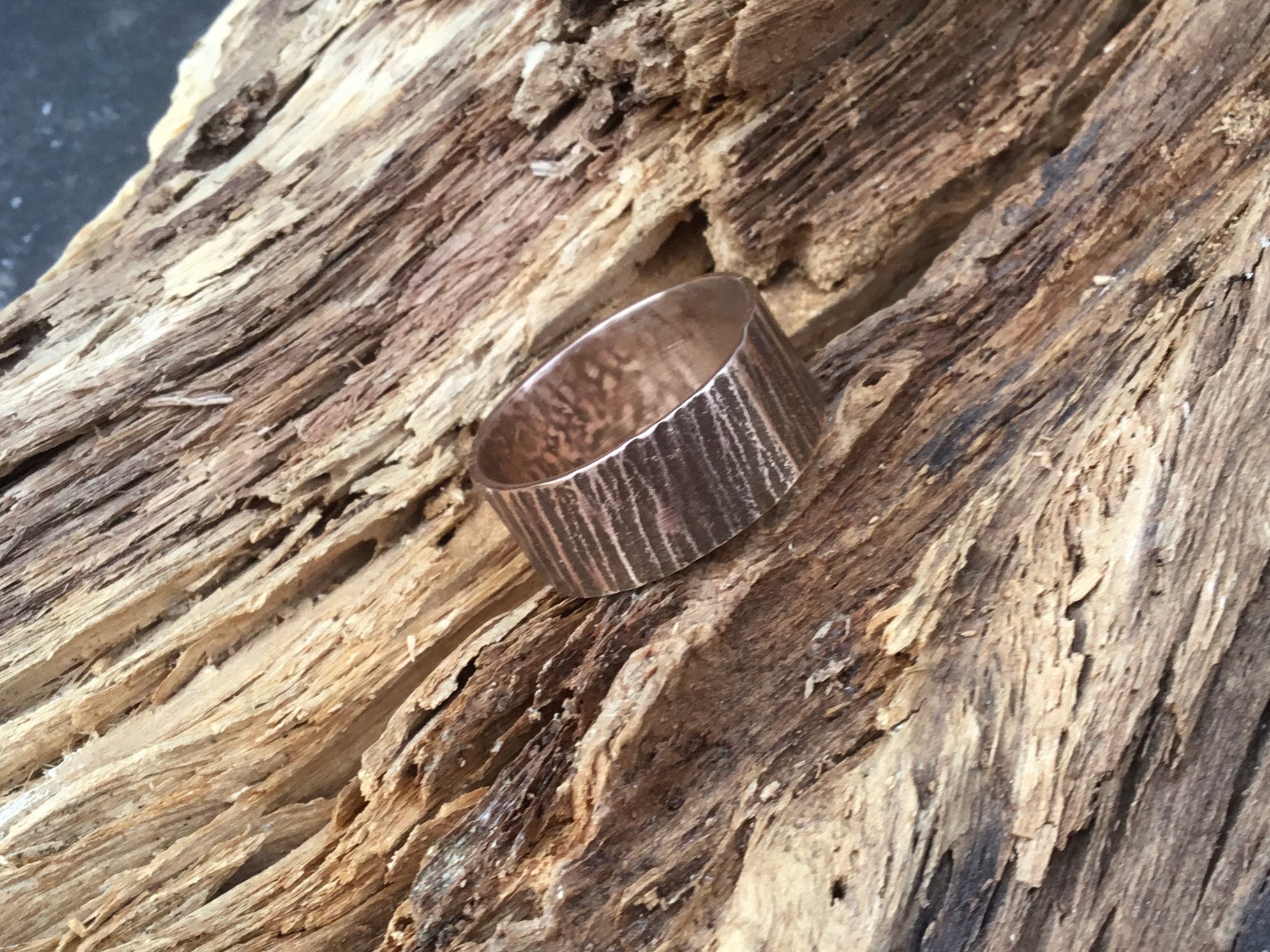 Holz struktur RingGehämmert Kupfer Ring Brutalist Kupfer - Etsy.de