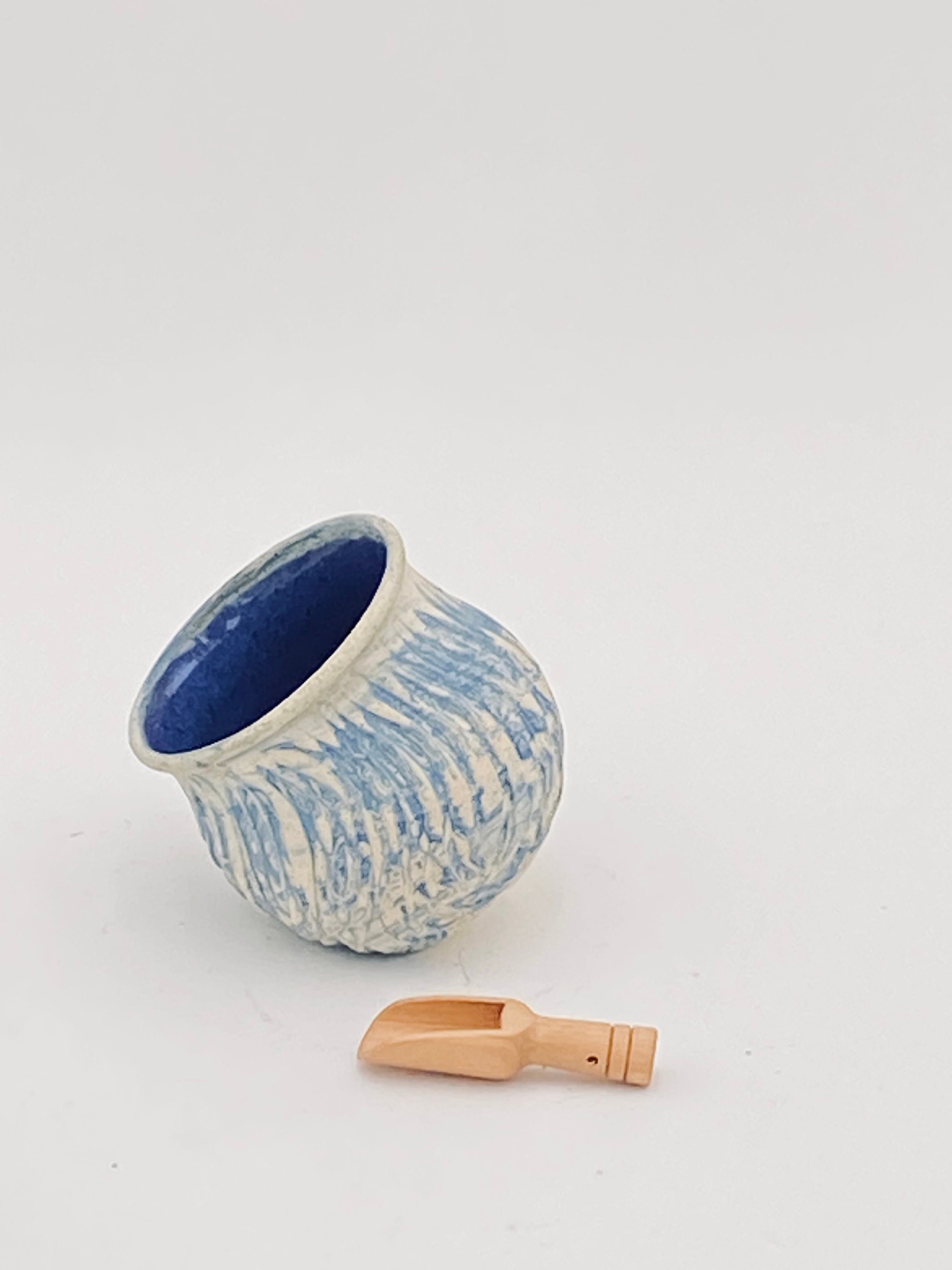 Handcrafted Ceramic Salt Cellar: Modern Stoneware Dish With Olive Wood ...