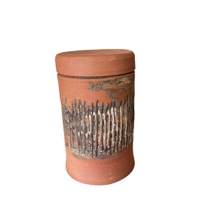 Large Handmade Fluted Agateware Stoneware Jar: Artisan Crafted Pottery ...