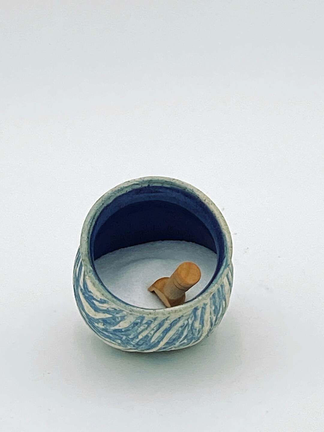 Handcrafted Ceramic Salt Cellar: Modern Stoneware Dish With Olive Wood ...