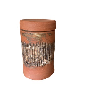 Large Handmade Fluted Agateware Stoneware Jar: Artisan Crafted Pottery ...