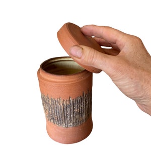 Large Handmade Fluted Agateware Stoneware Jar: Artisan Crafted Pottery ...